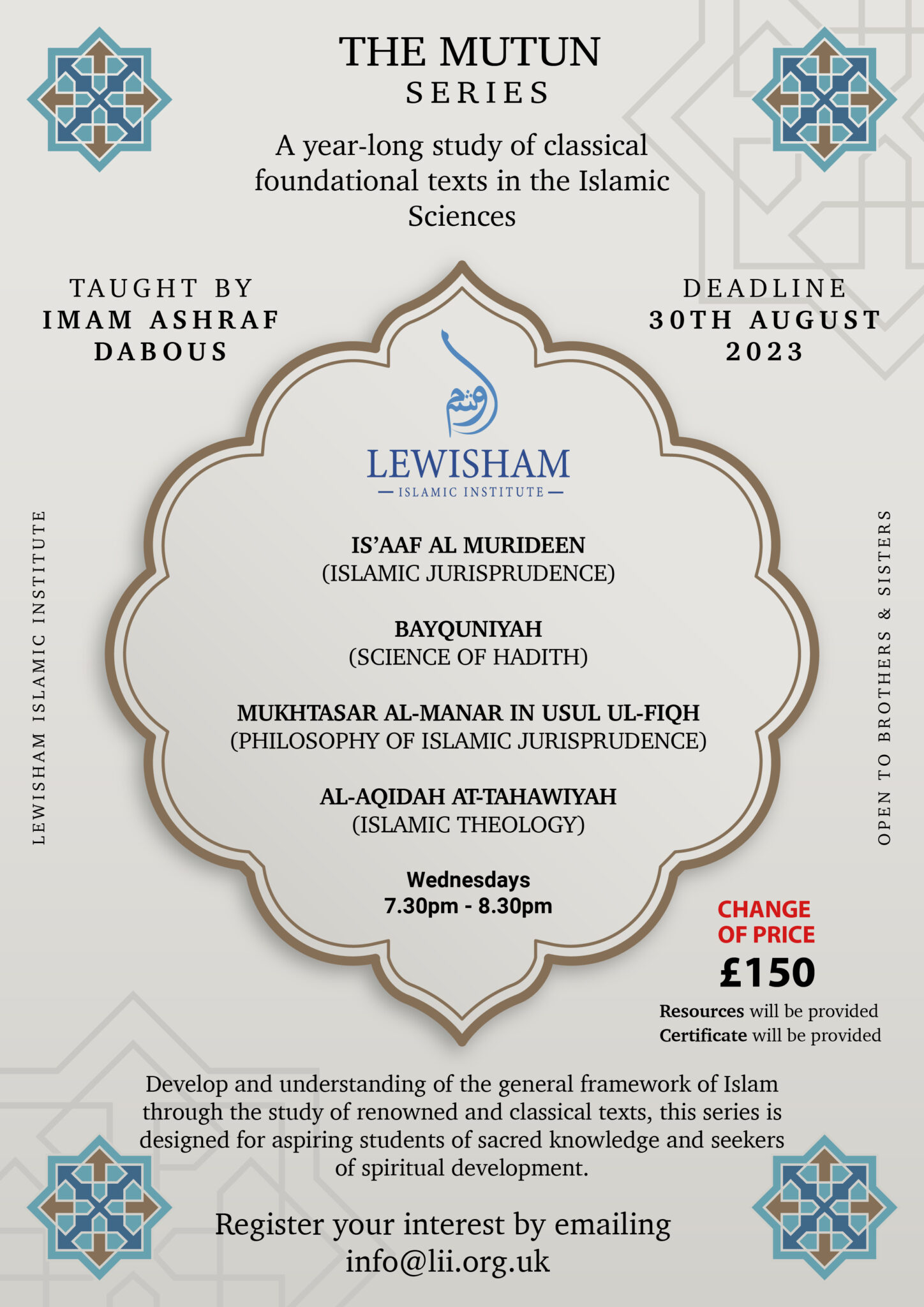 Lewisham Islamic Institute - Classical Islamic Sciences Programme ...