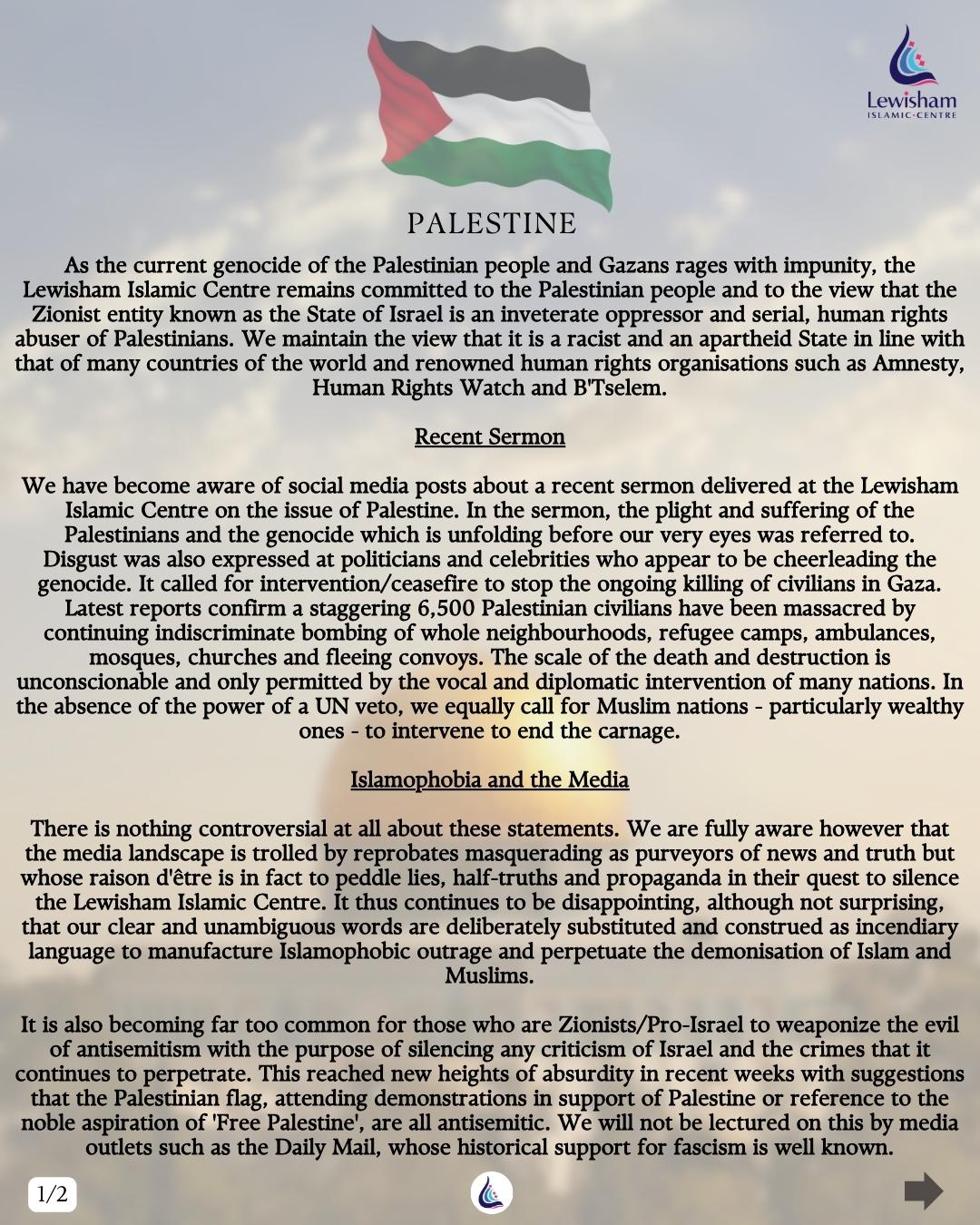 Palestine - Lewisham Islamic Centre