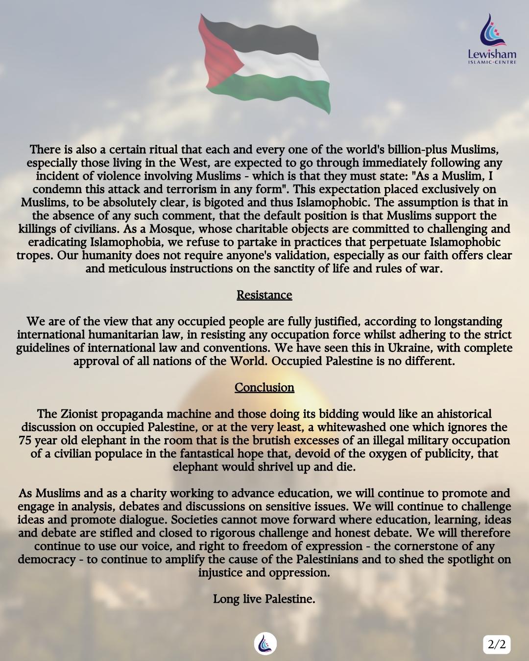 Palestine - Lewisham Islamic Centre