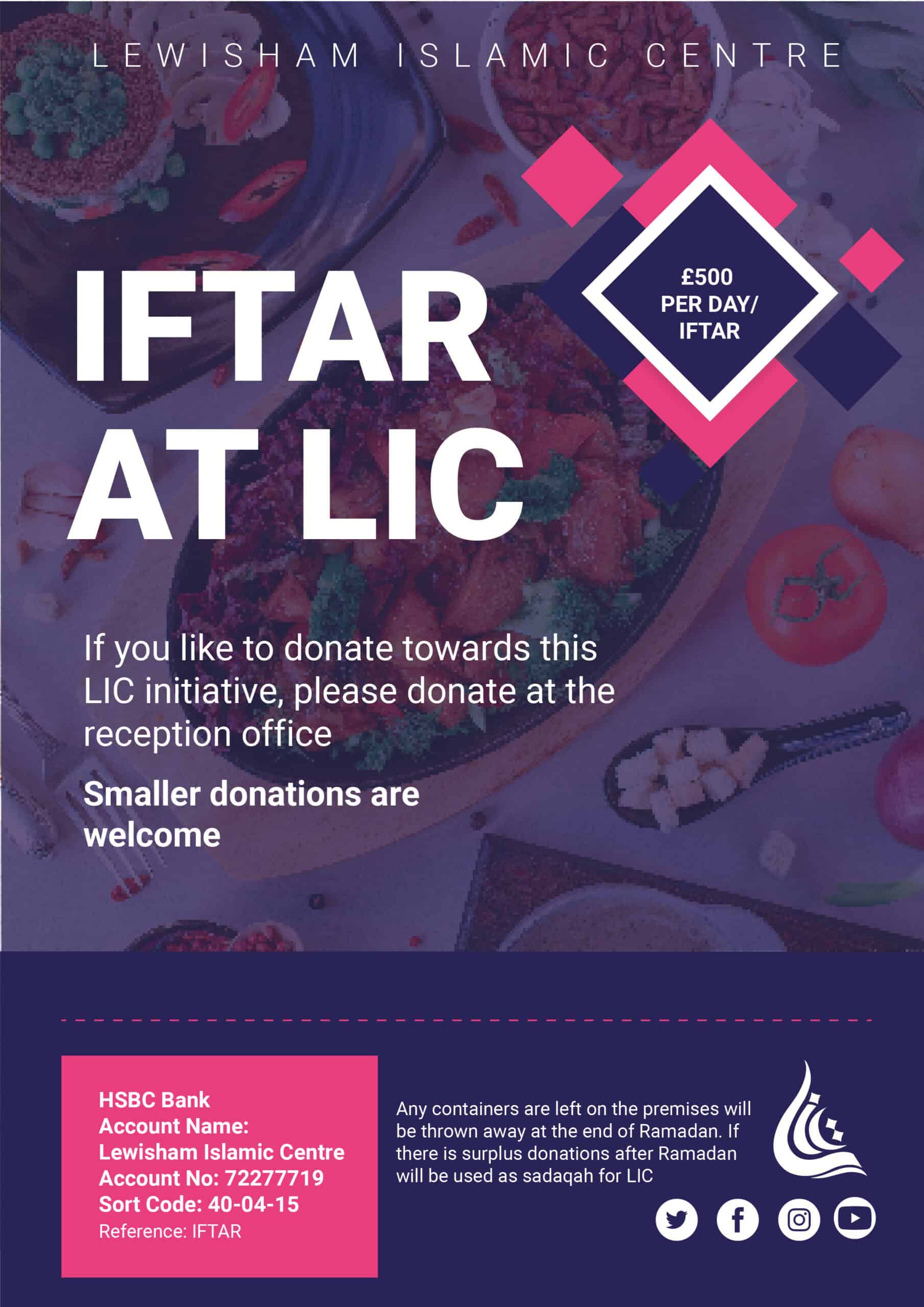Iftar Donation - Lewisham Islamic Centre