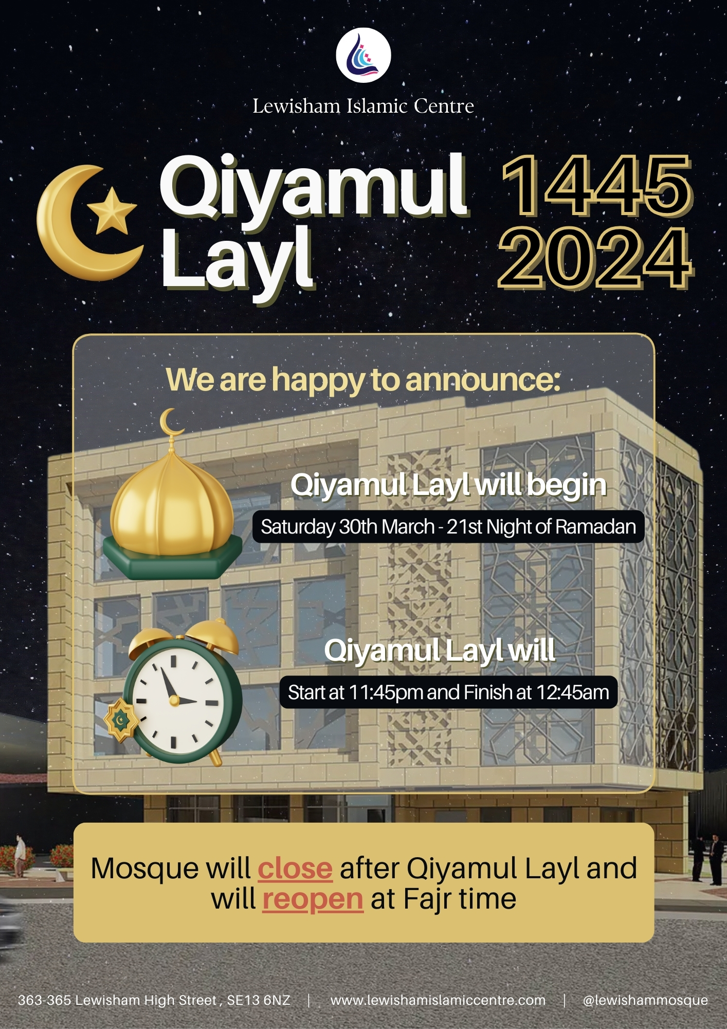 Qiyamul Layl 1445 | 2024 - Lewisham Islamic Centre